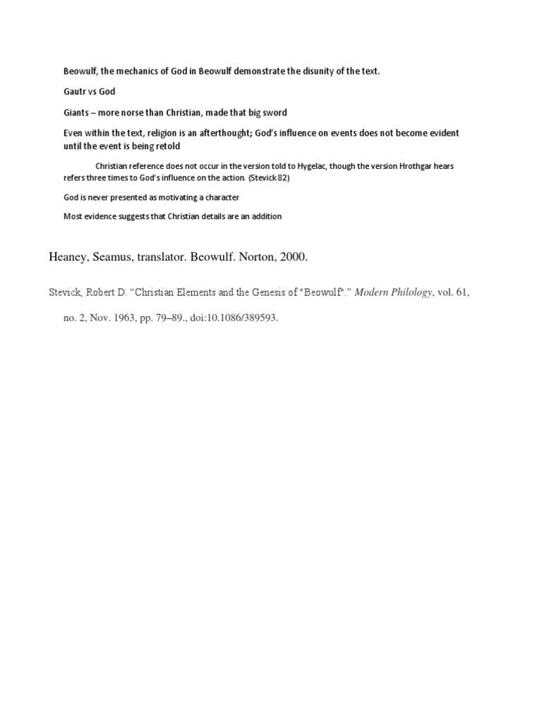 Heaney, Seamus, Translator. Beowulf. Norton, 2000 | PDF | Old English ...