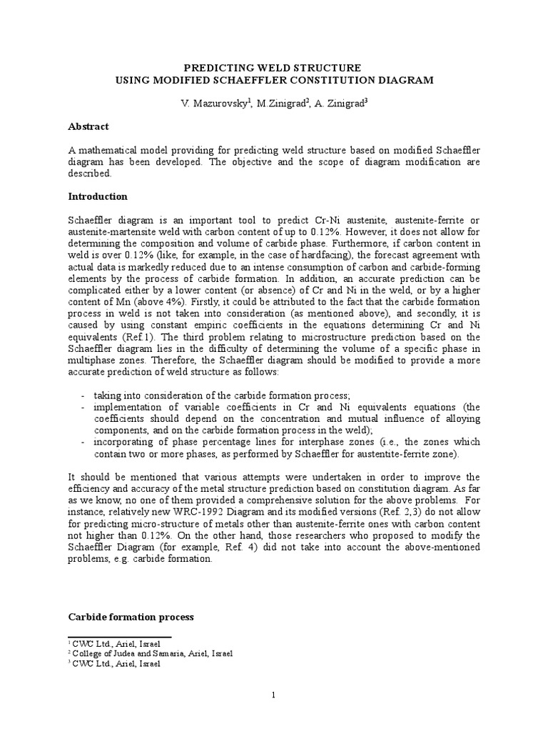 Predicting Weld Structure Using Modified Schaeffler Constitution Diagram | PDF | Microstructure ...