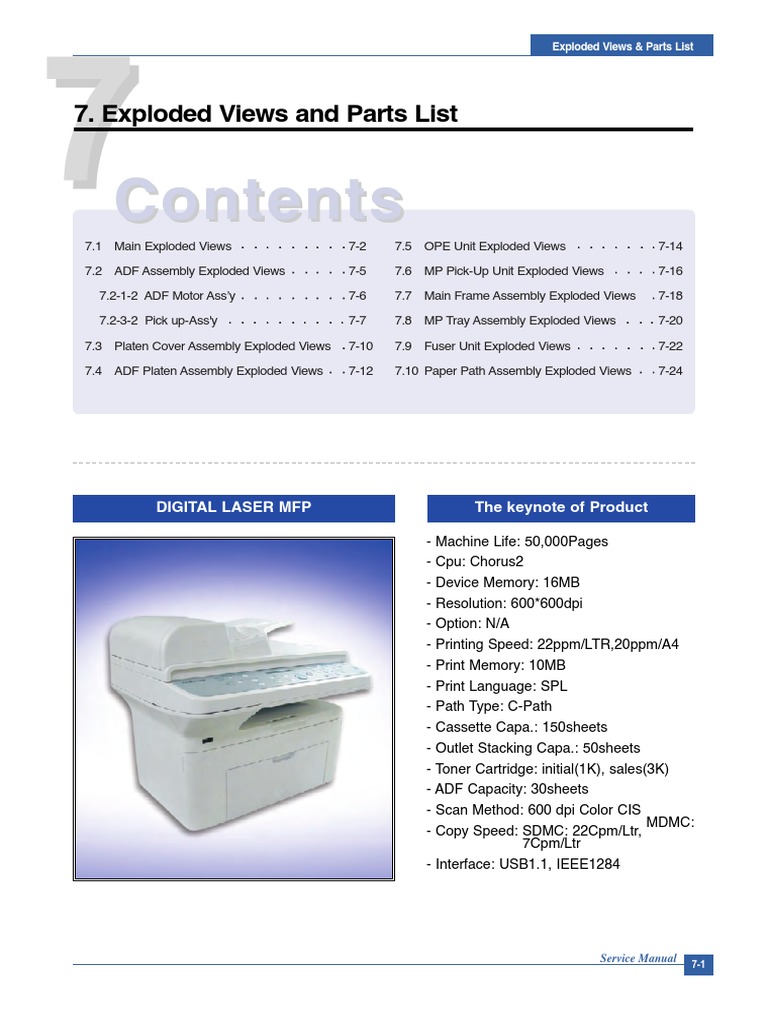 Exploded Views and Parts List: Digital Laser MFP The Keynote of Product ...