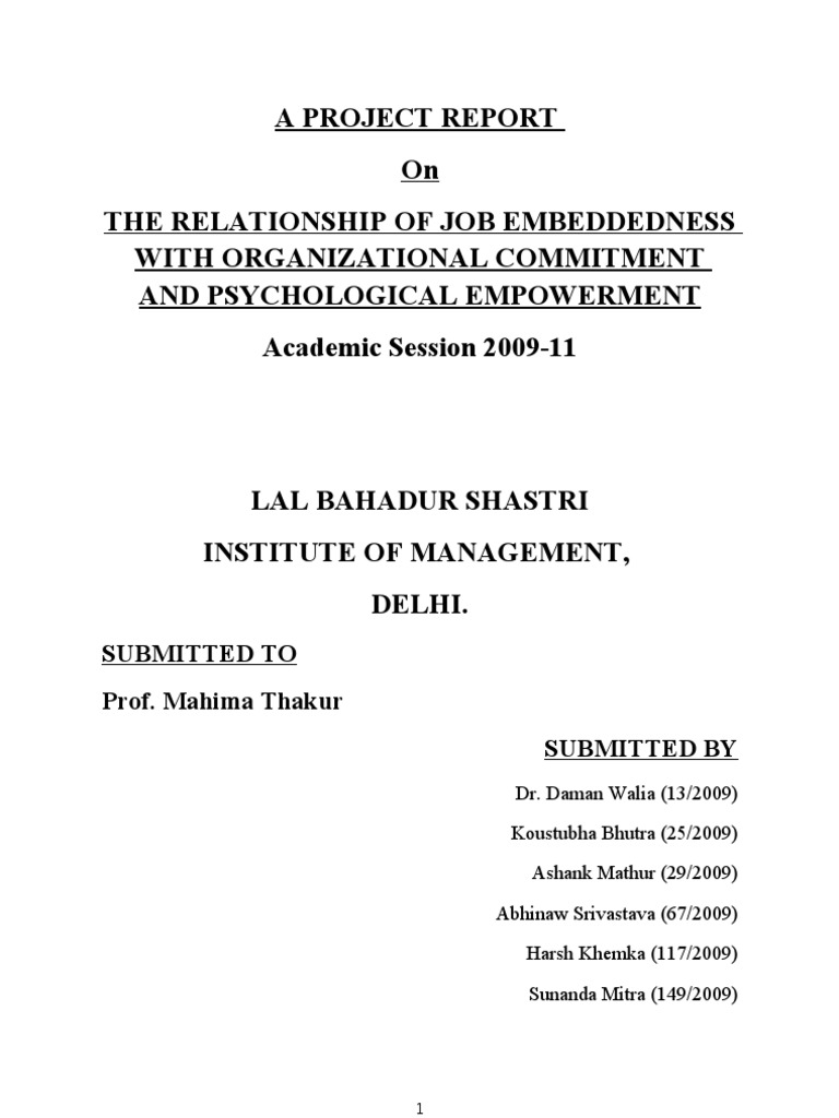 Job Embeddedness | PDF | Empowerment | Job Satisfaction