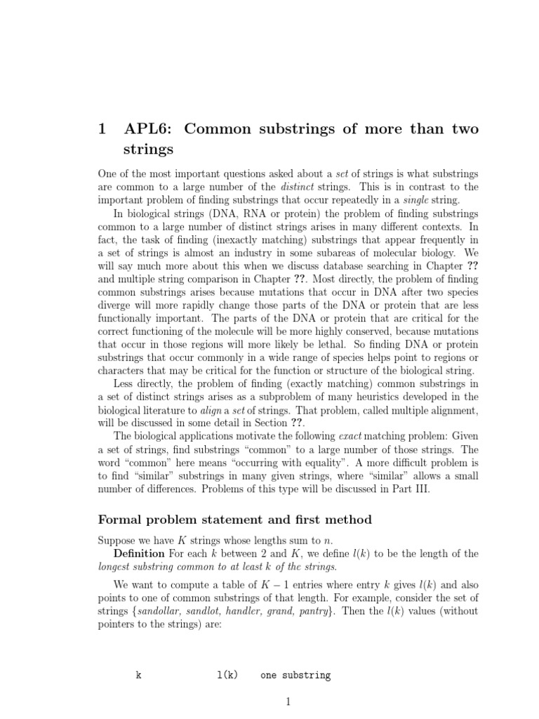 Common Sub Strings | PDF | Algorithms And Data Structures | Teaching Mathematics