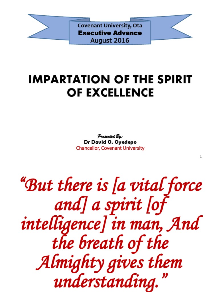 Impartation of the Spirit of Excellence | PDF | Grace In Christianity ...