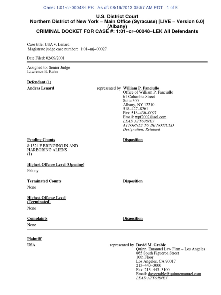 Case Title: USA v. Lenard | PDF | Arrest Warrant | Deposition (Law)