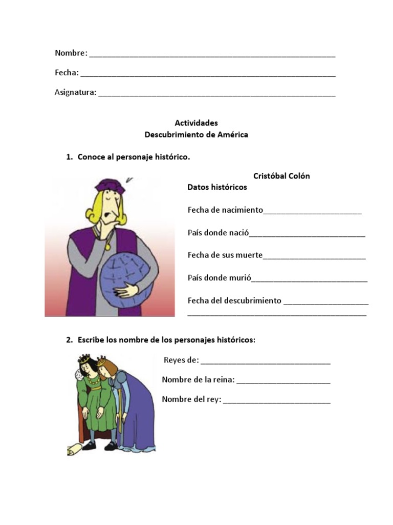 Actividades Cristobal Colón | PDF