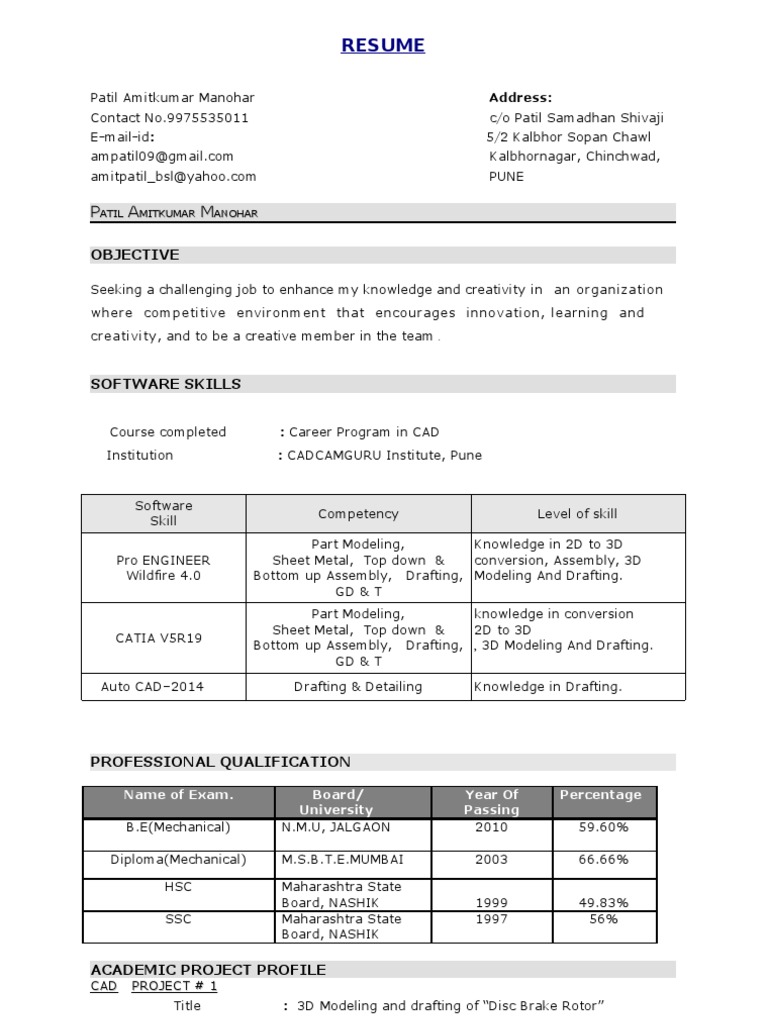 Amit Resume | PDF | 3 D Computer Graphics | Engineering