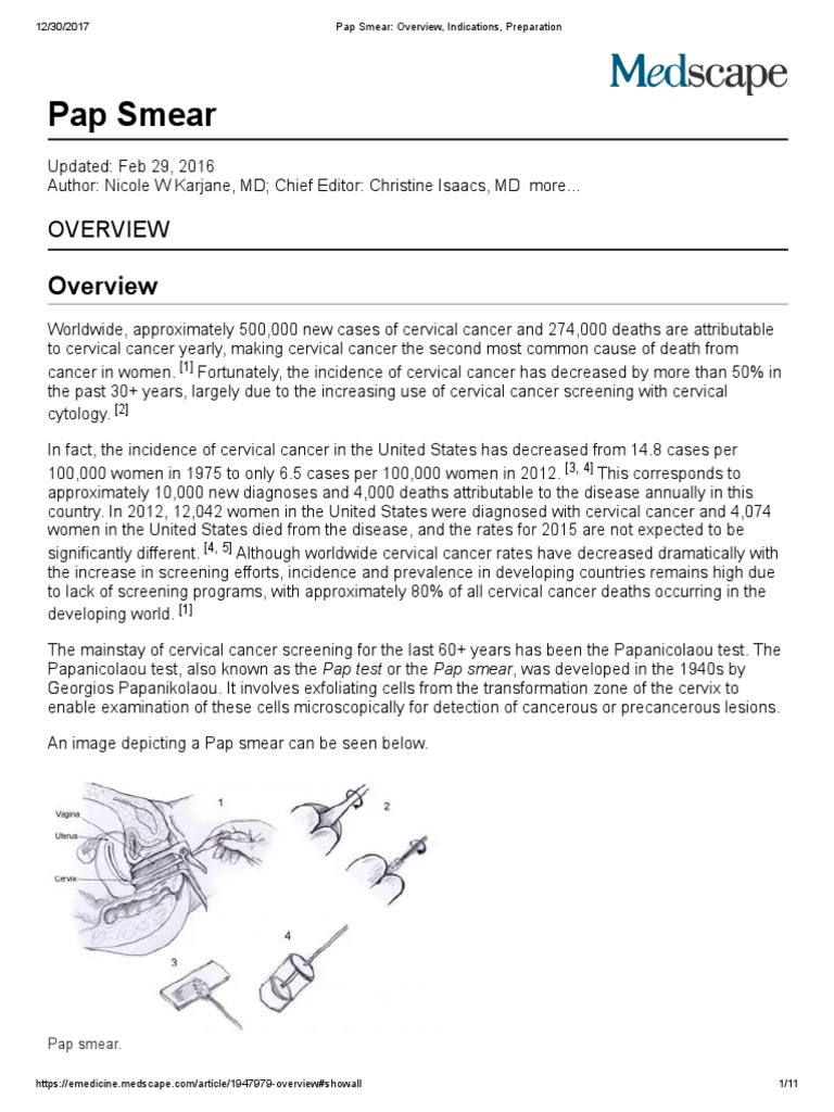 Pap Smear Indications and Guidelines | PDF | Cervical Cancer ...