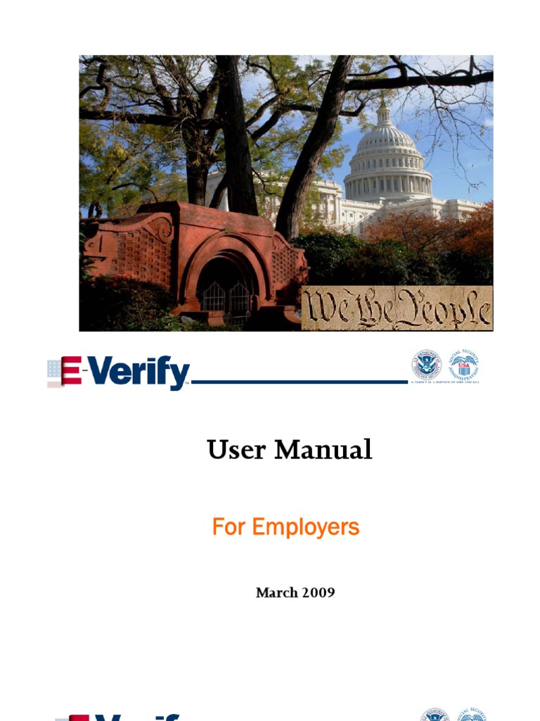 E-Verify User Manual for Employers | PDF | E Verify | Government