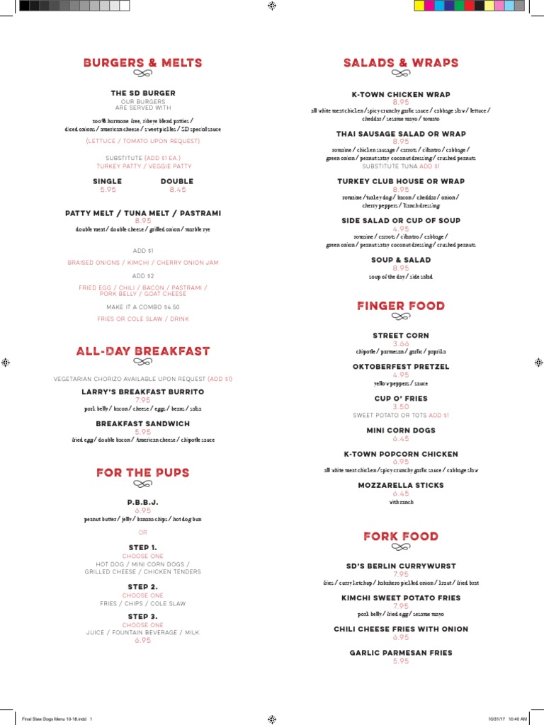 Final Slaw Dogs Menu 10-29 | PDF | Sausage | Salad