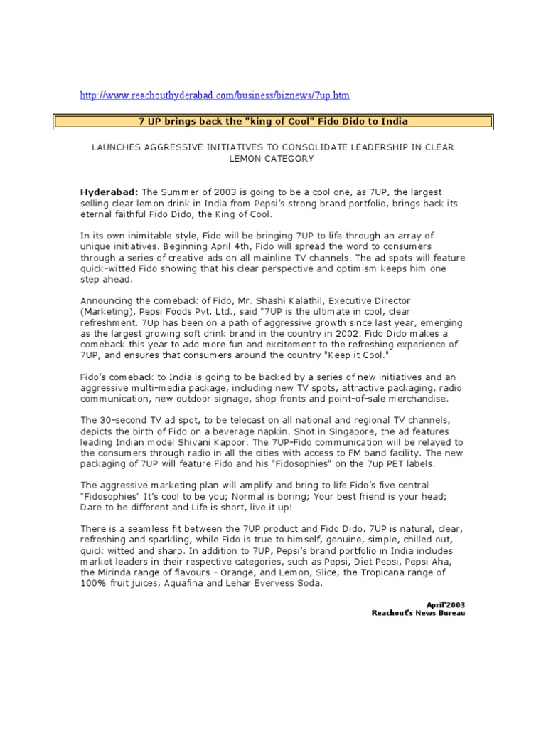 Fido Dido | PDF | Pepsi Co | Pepsi