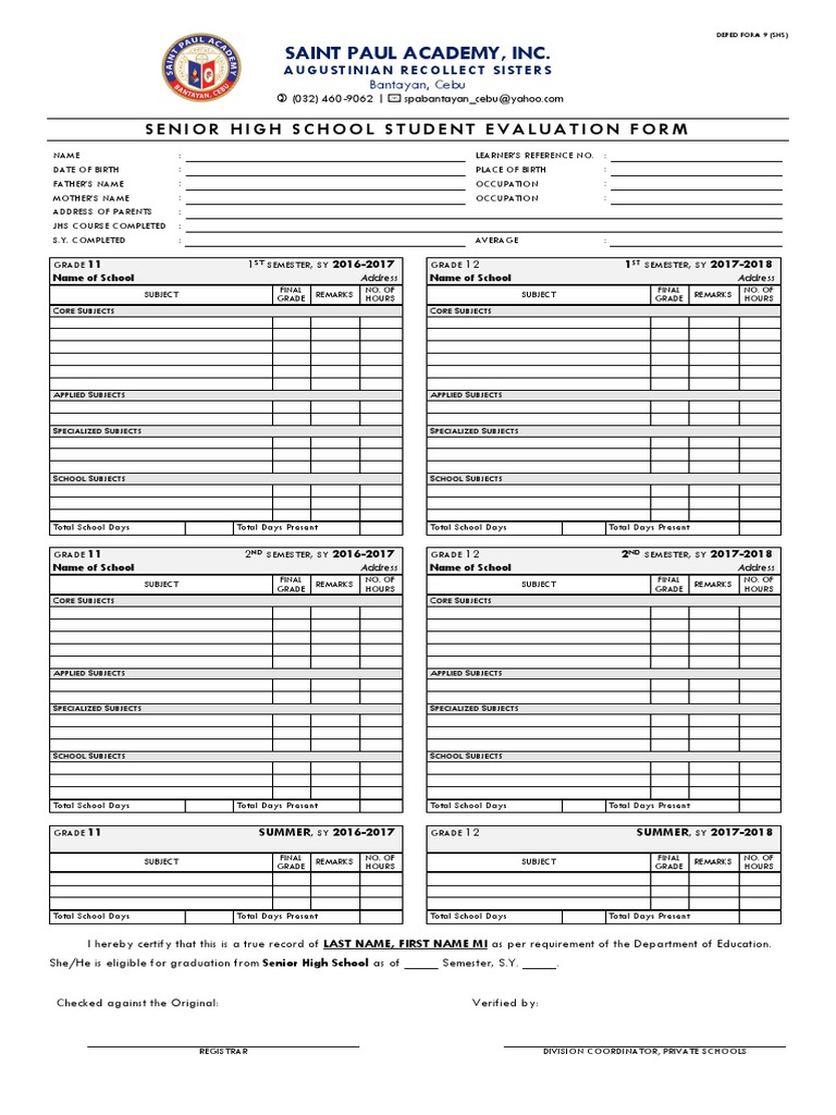 Form 9 (SPA) | PDF | Academic Term | Schools