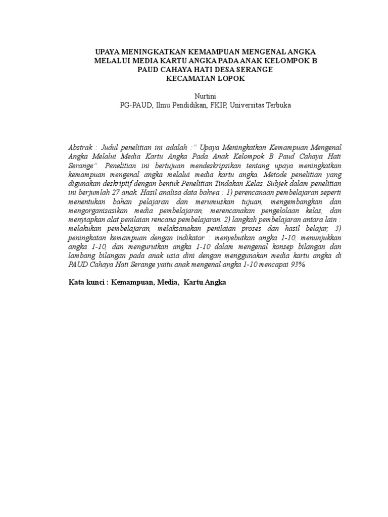 Contoh PTK Paud | PDF