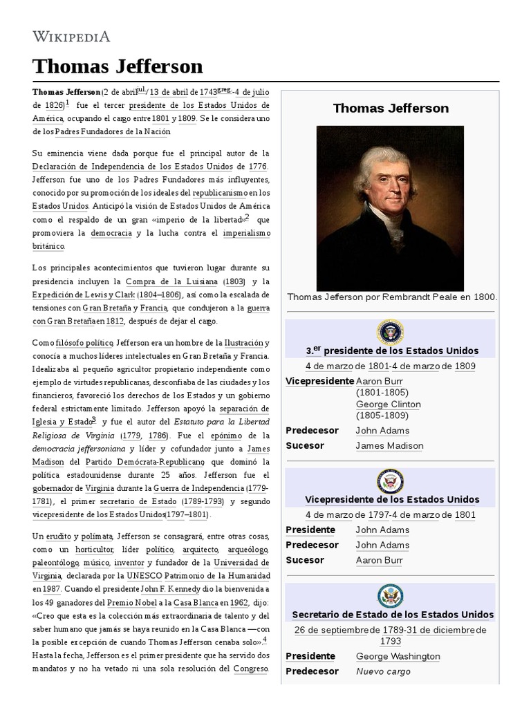 Thomas Jefferson | PDF | Thomas Jefferson | Declaración de ...