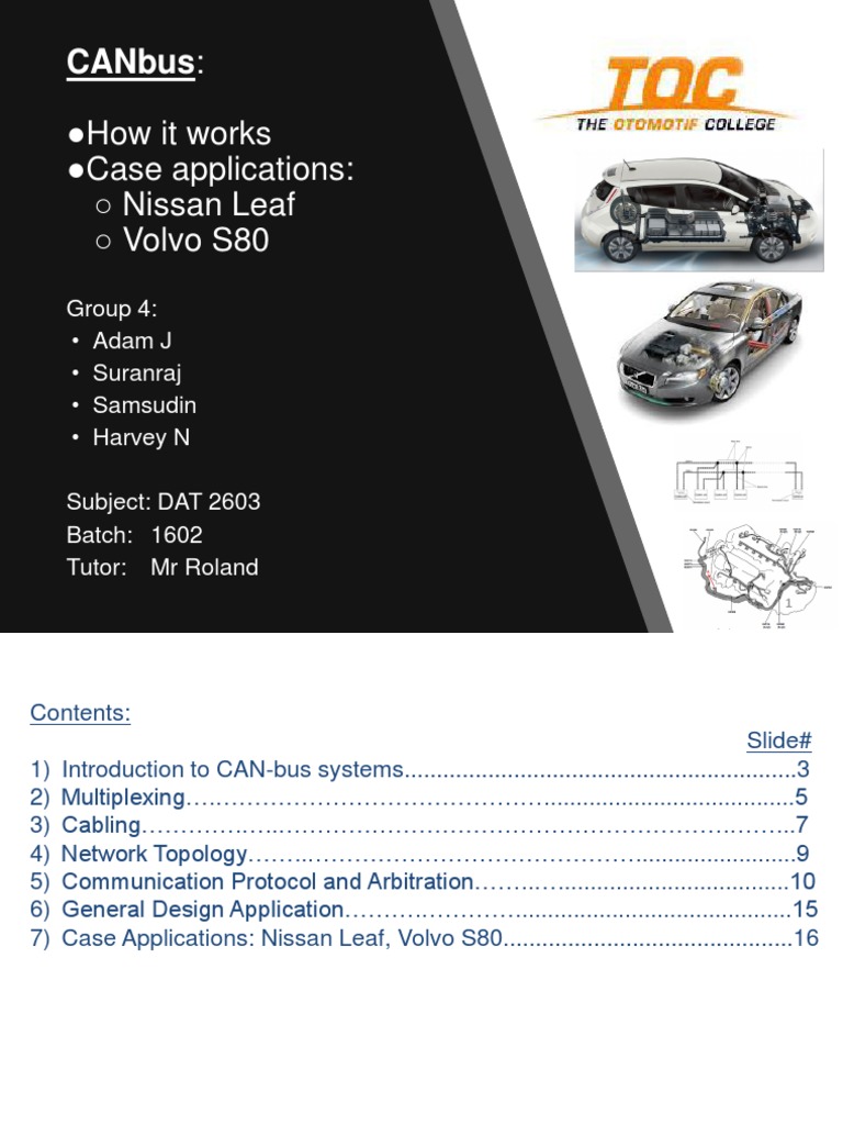 CANBus: (1) How It Works, (2) Case Applications For Nissan Leaf & Volvo ...