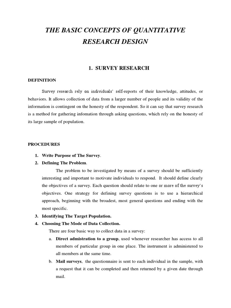 Key Concepts in Quantitative Research Design | PDF | Survey Methodology ...