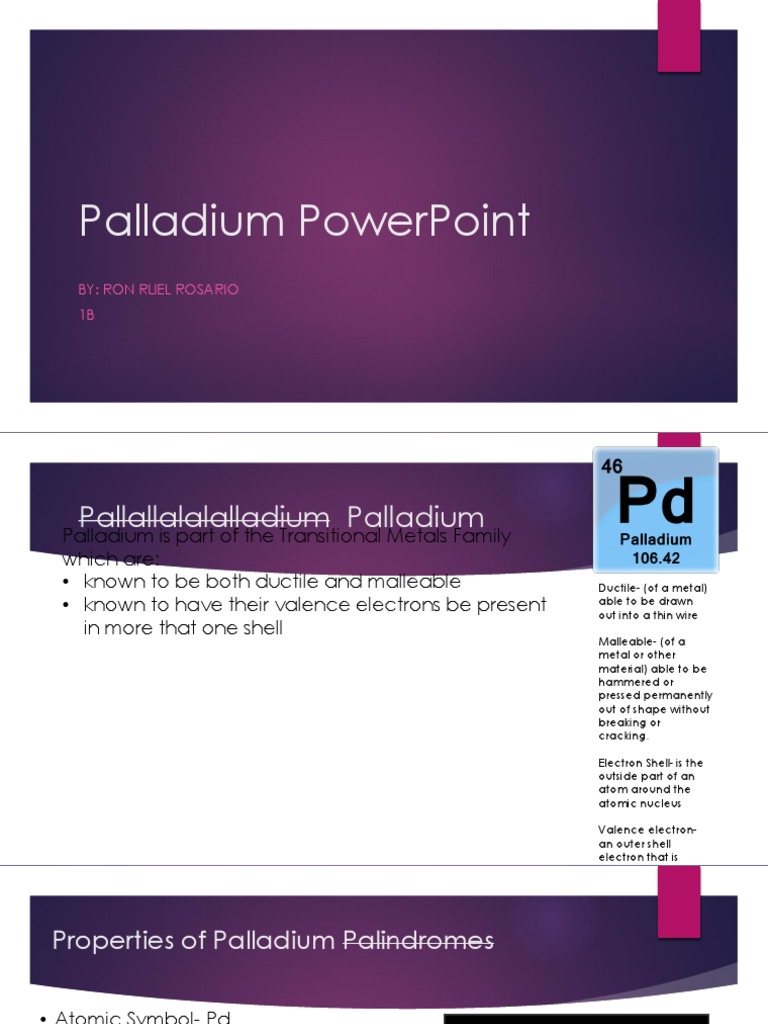 Ron Rosario - Palladium PowerPoint | PDF | Palladium | Platinum