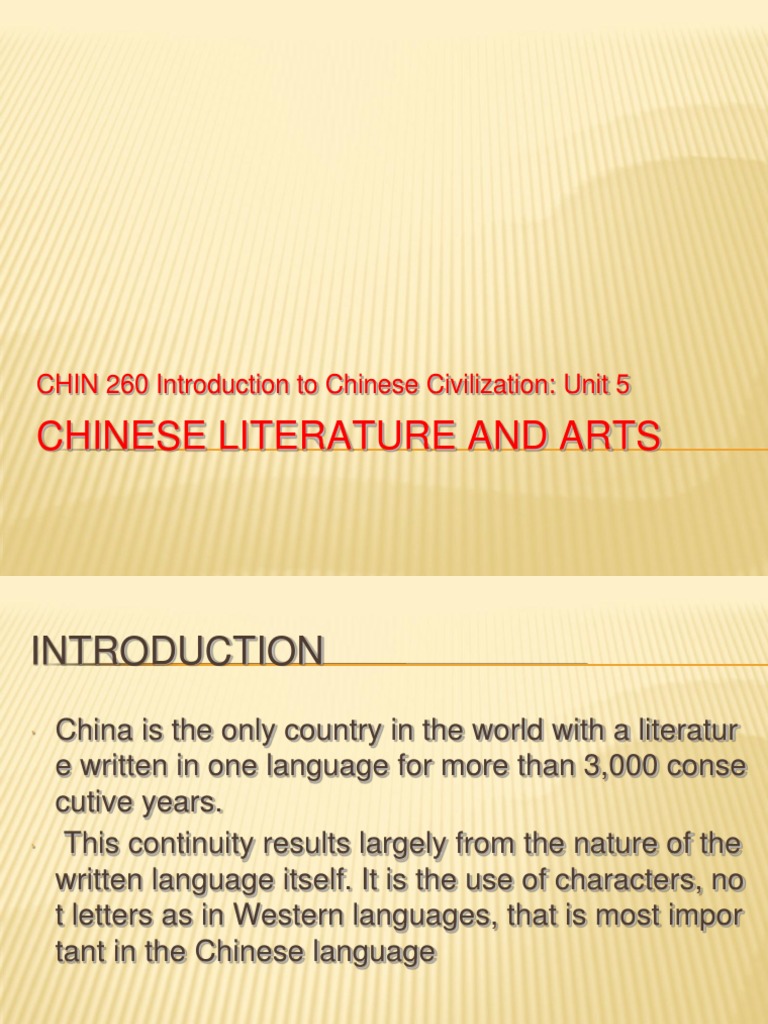 Chinese Literature and Arts: CHIN 260 Introduction To Chinese ...