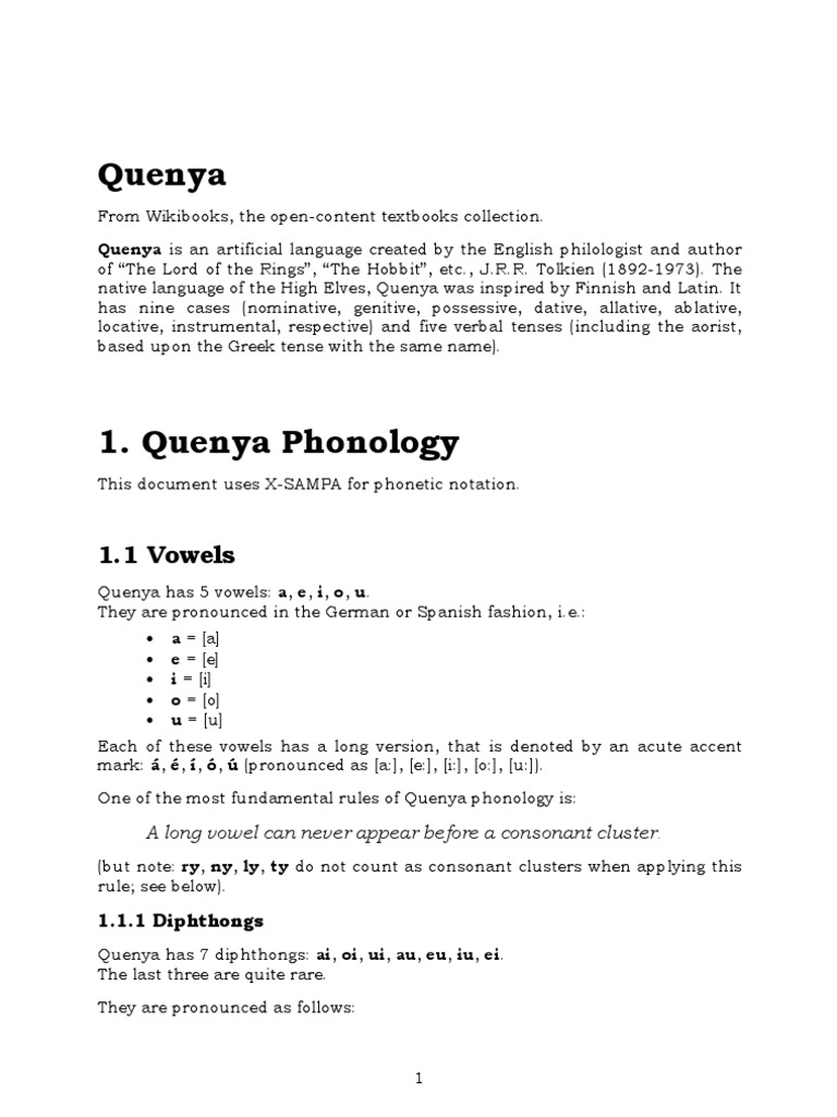 Quenya Guide (Wikibooks) | PDF