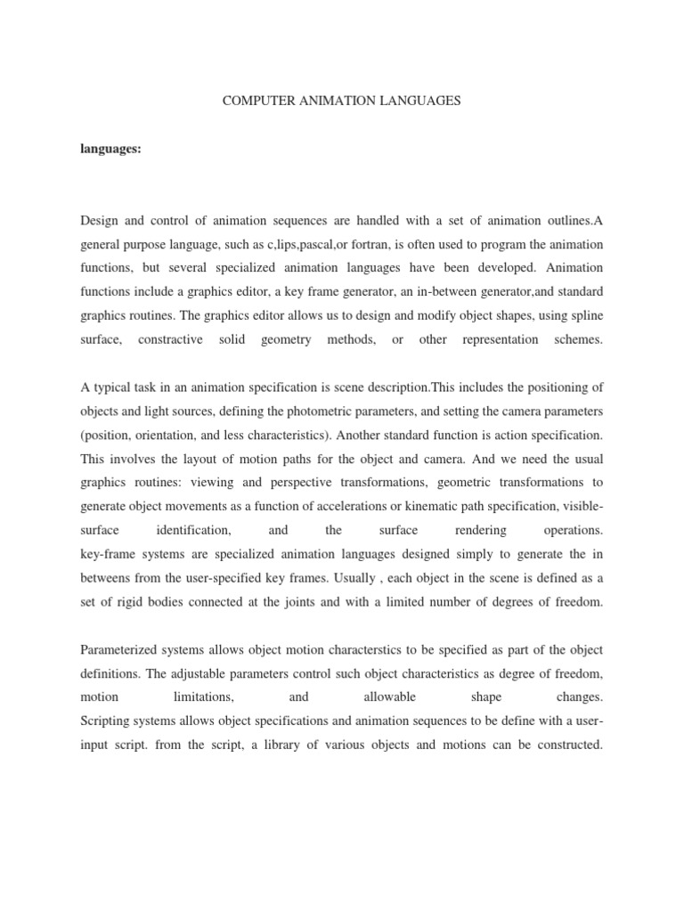 Computer Animation Languages | PDF | Computer Animation | Subroutine