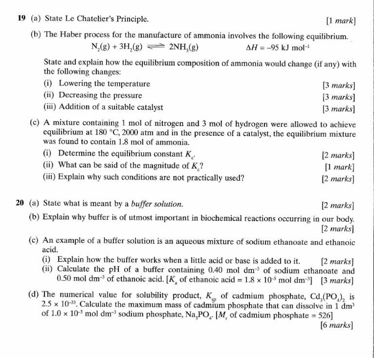 Chemical Equilibrium and Ionic Equilibrium Tutorial | PDF