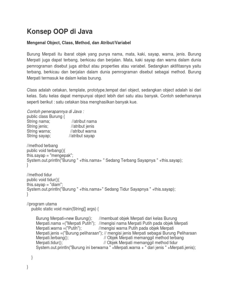 Konsep OOP Di Java | PDF