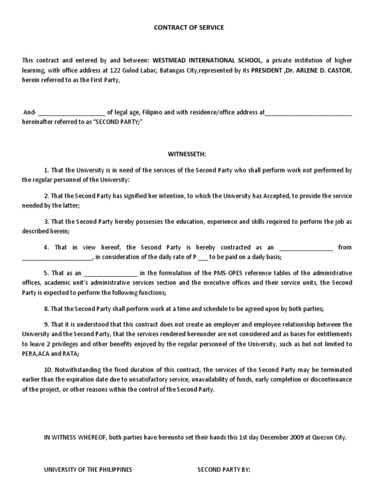 Contract of Service | PDF | Employment | Government Information