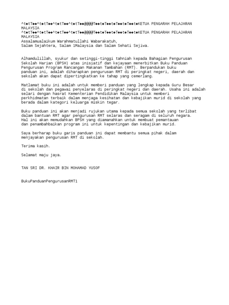 Buku Panduan Pengurusan RMT | PDF