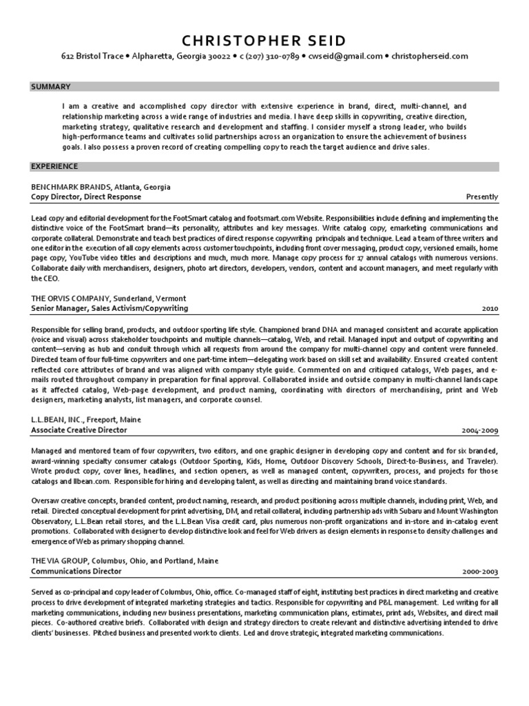 Seid Christopher CV 2-2012 | PDF | Copywriting | Marketing