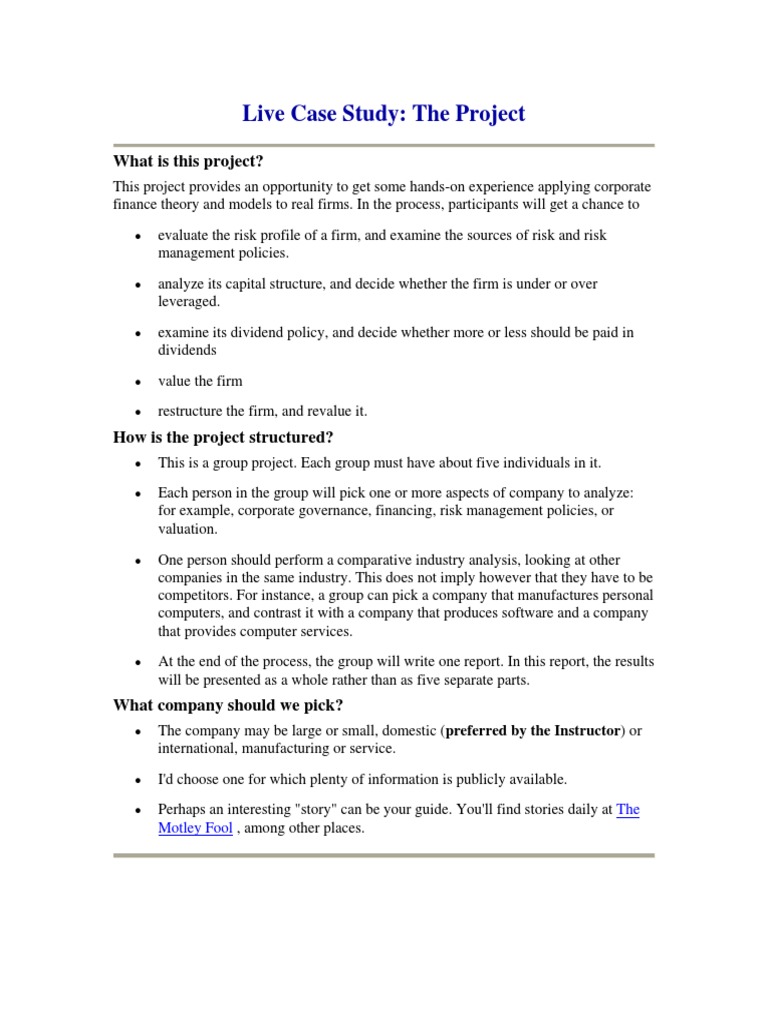 Live Case Study - Lssues For Analysis | PDF | Cost Of Capital | Investing