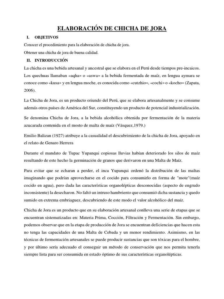 Elaboración de Chicha de Jora | PDF | Cerveza | Levadura