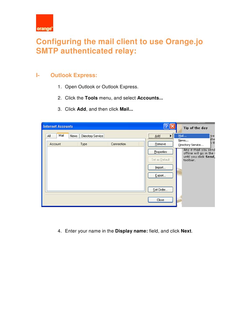 Outlook Orange SMTP Authentication Client Setup | PDF | Microsoft ...