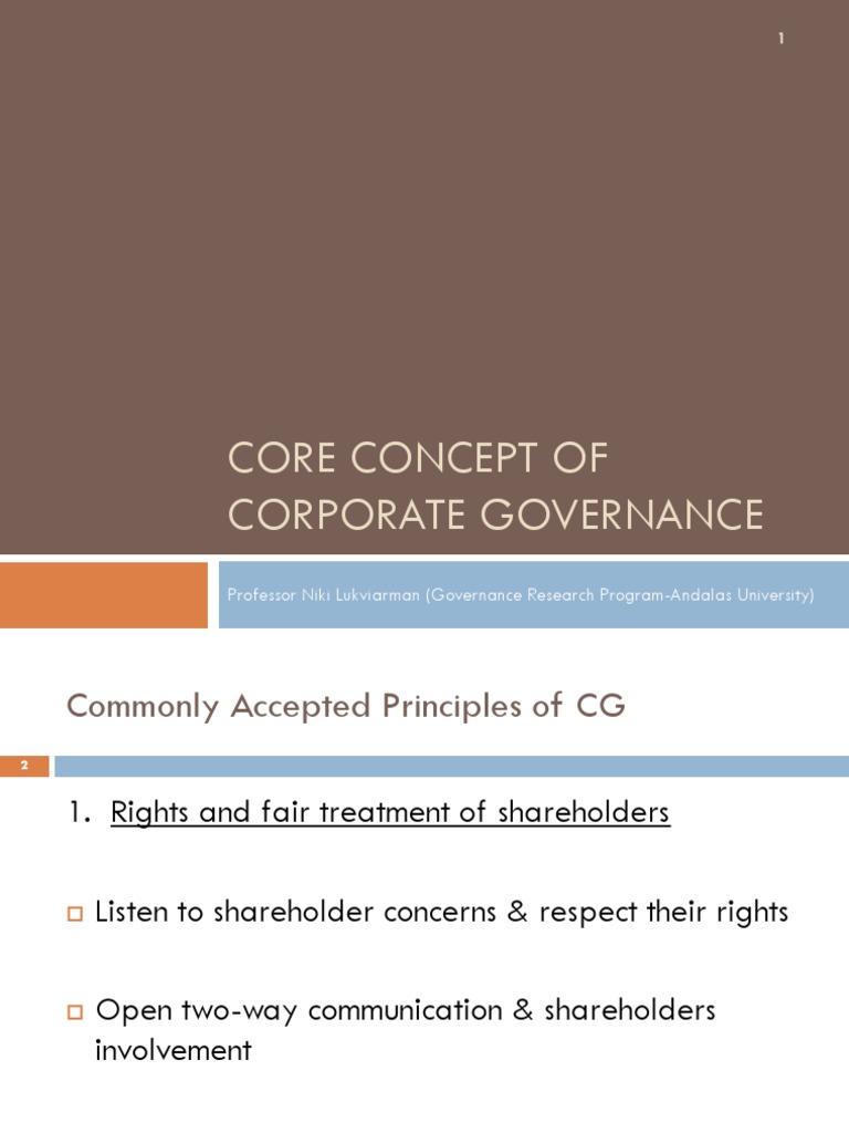 Core Concept of Corporate Governance: Professor Niki Lukviarman ...