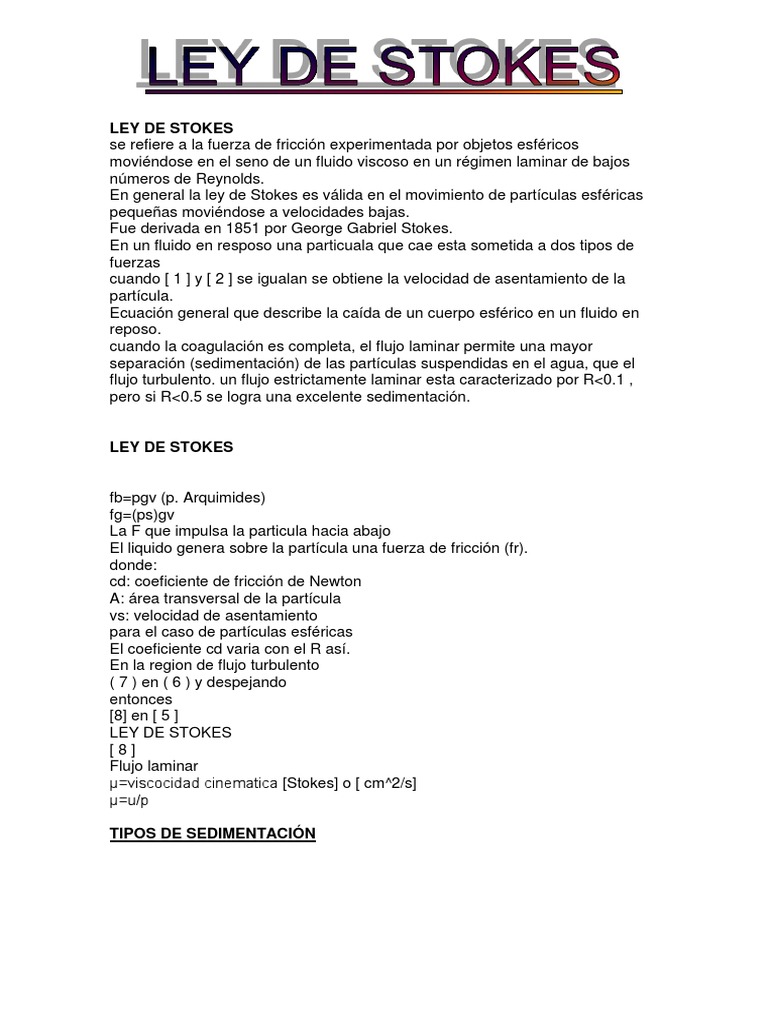 Ley de Stokes | Descargar gratis PDF | Ciencias fisicas | Mecánica