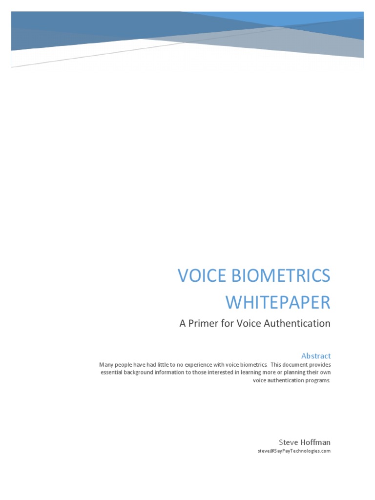 Voice Biometrics for Tech Innovators | PDF | Speech Recognition ...