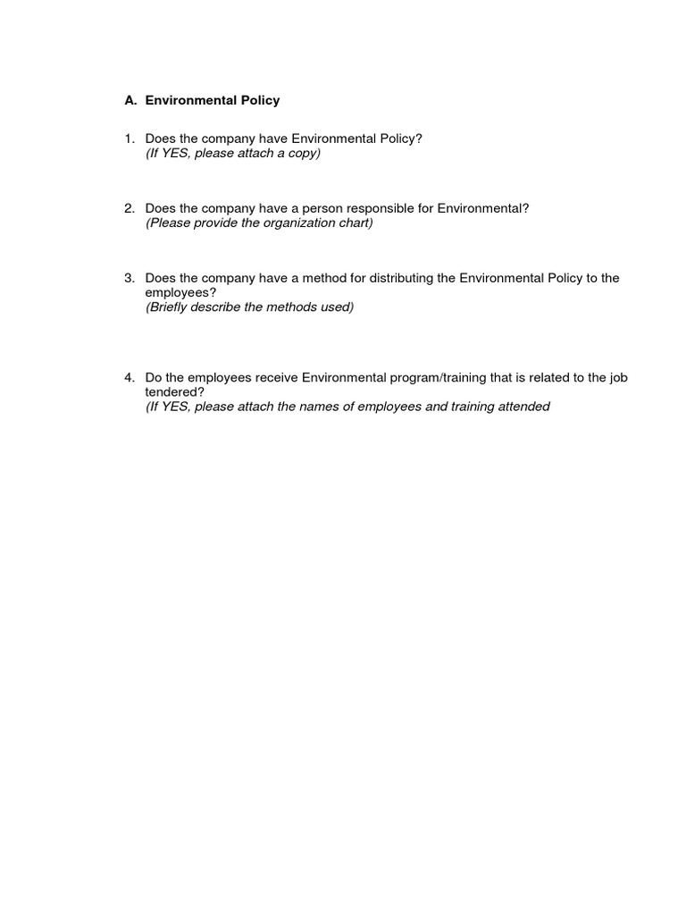 Pre EMS Questionnaire | PDF