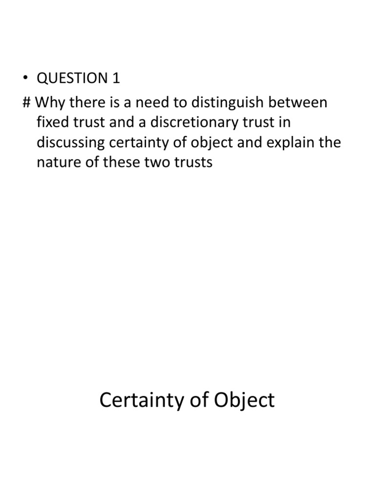 Certainty of Object | PDF | Trust Law | English Trust Law