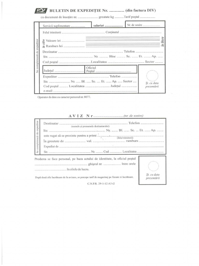 Formular Buletin de Expeditie | PDF