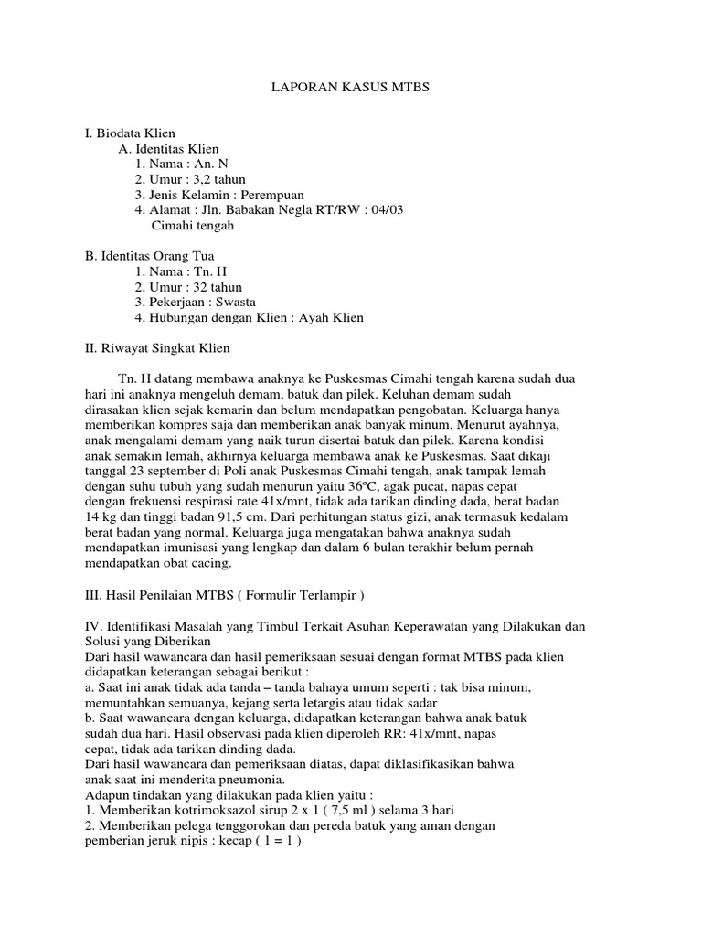 Laporan Kasus MTBS Anak Demam | PDF