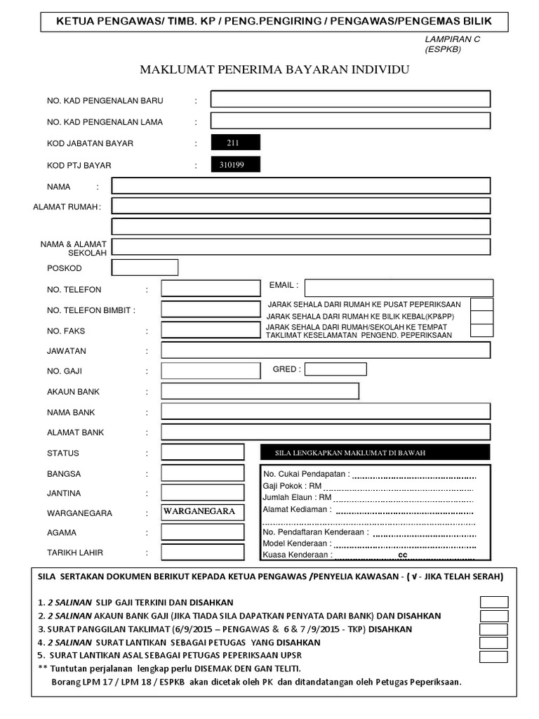 Borang Espkb Semua Petugas Pdf