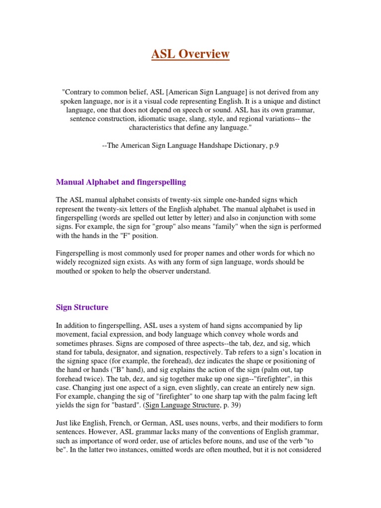 History of ASL | PDF | American Sign Language | Verb