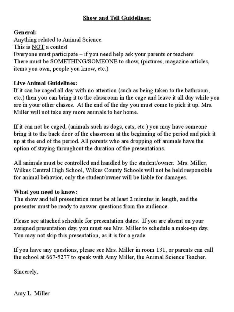 Show and Tell Guidelines | Download Free PDF | Leisure | Schools