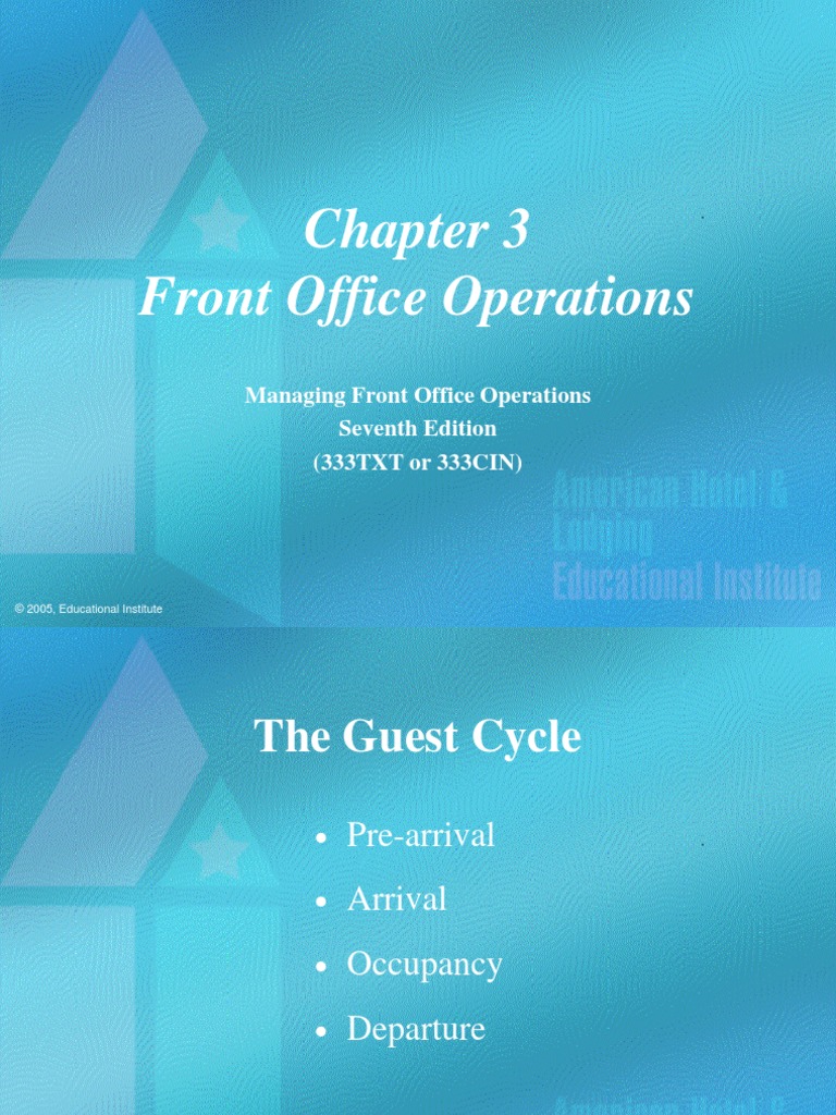 Chapter 3 - Front Office Operation | PDF | Telephone Call | Credit Card