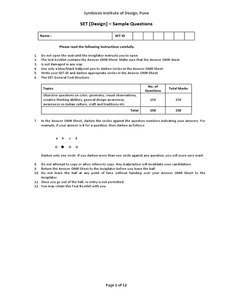 SET For Design Sample Questions | PDF | Composition (Visual Arts ...