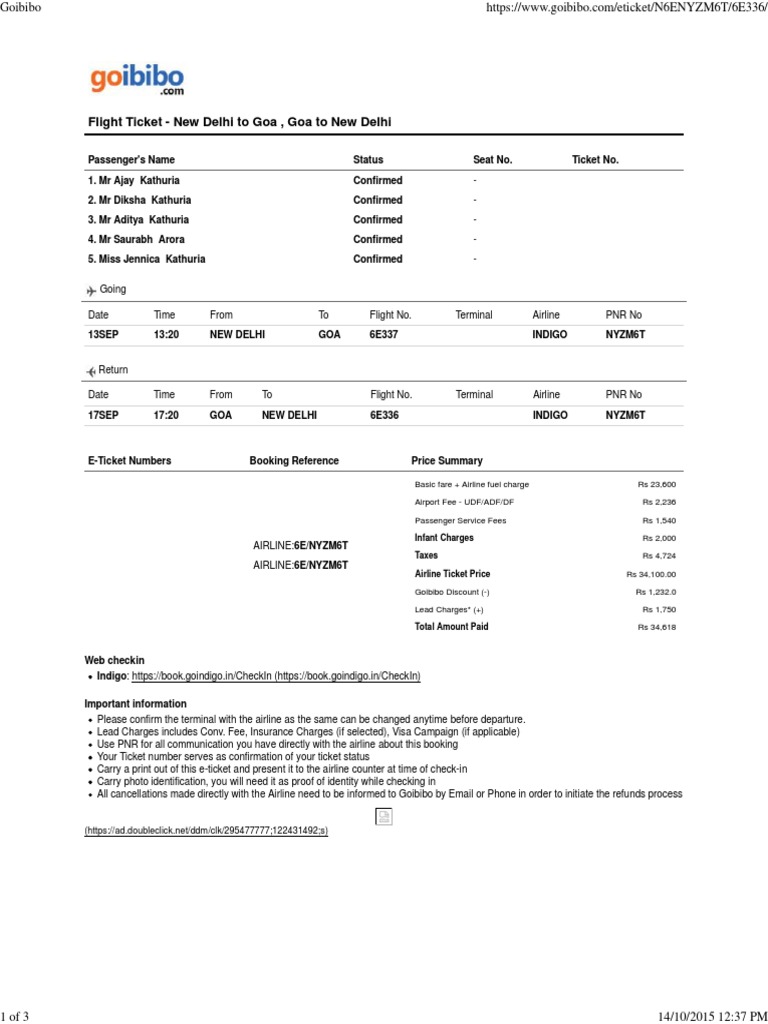 Goibibo Goa Tickets | Aviation | Transport