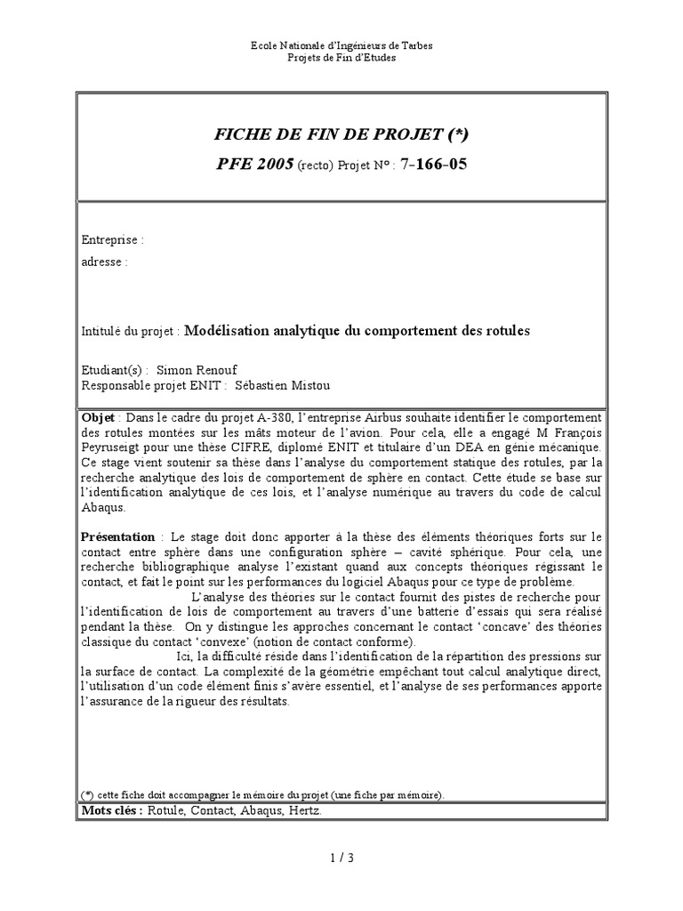 Fiche de Fin de Projet | PDF | Géométrie | Pression