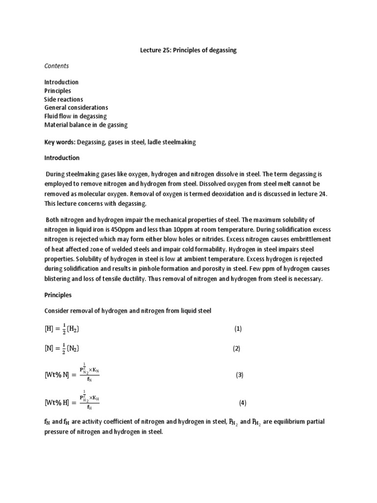Steel Degassing Techniques | PDF | Nitrogen | Silicon Dioxide
