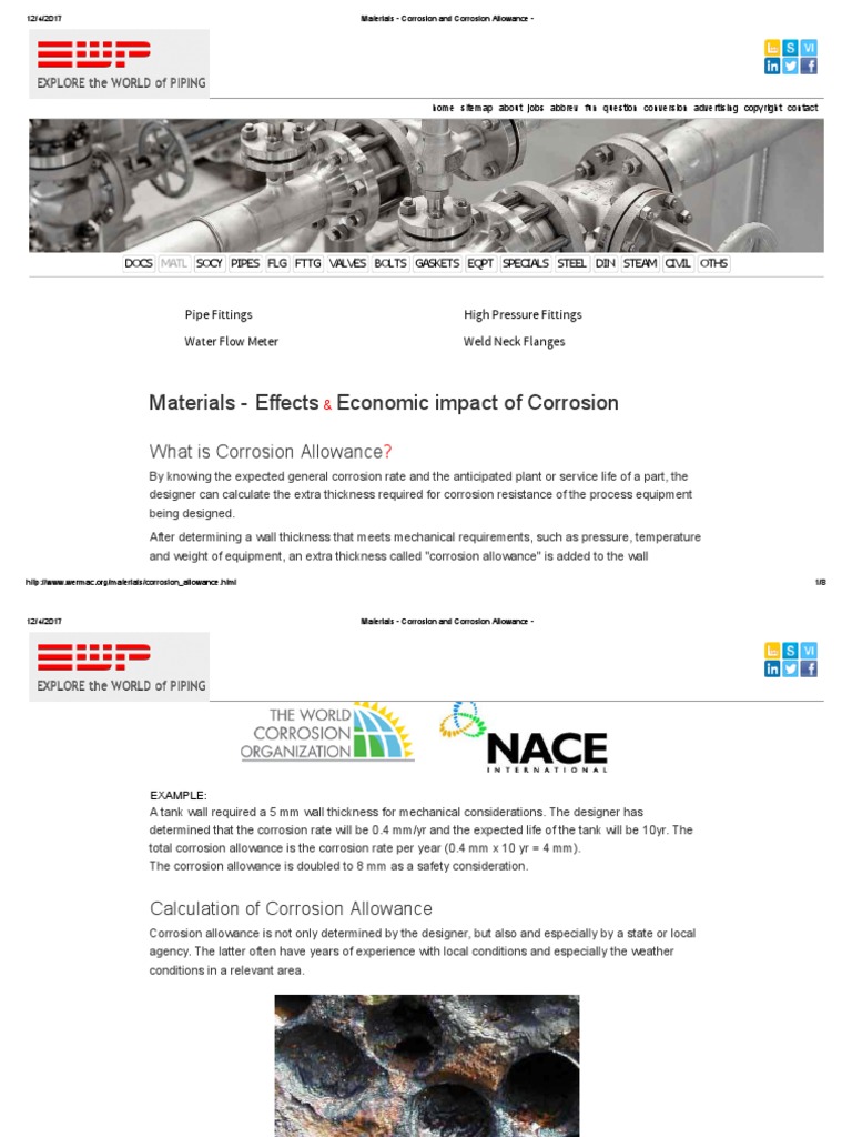 Materials - Corrosion and Corrosion Allowance | Corrosion | Boiler