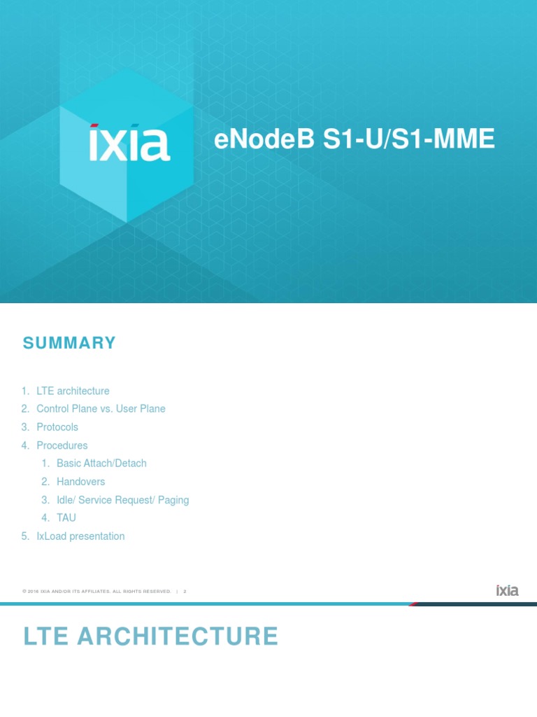 Enodeb S1-U/S1-Mme: 1 © 2016 Ixia And/Or Its Affiliates. All Rights ...