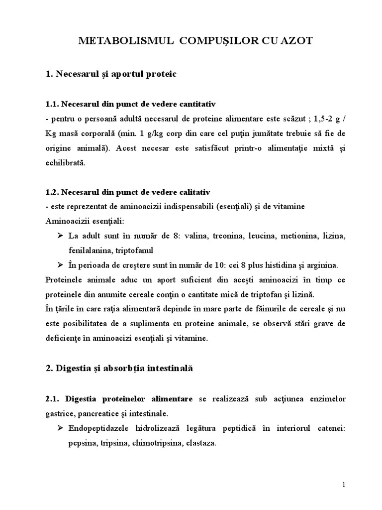 Metabolismul Proteinelor | PDF