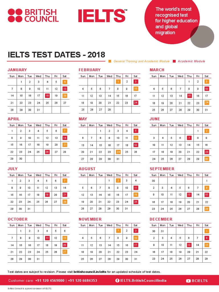 British Council Ielts Dates 2018 | PDF | International English Language ...