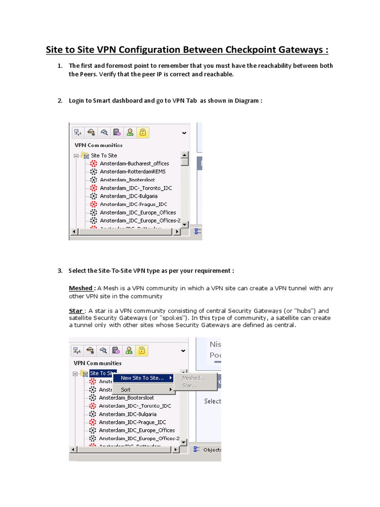 Site To Site Vpn Configuration Between Checkpoint Gateways Pdf